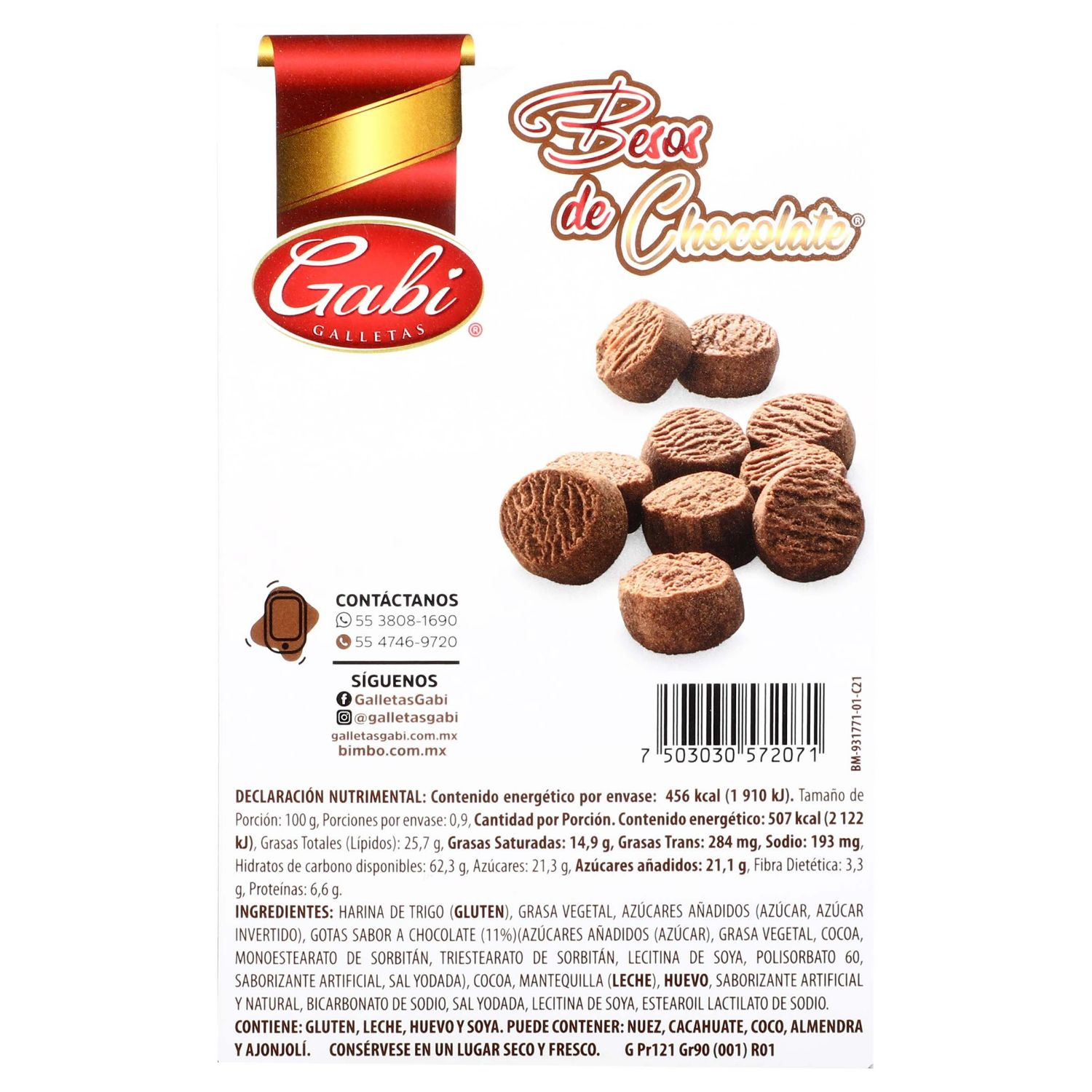 Galletas Gabi Besos de Chocolate 90 Gramos | DelSol
