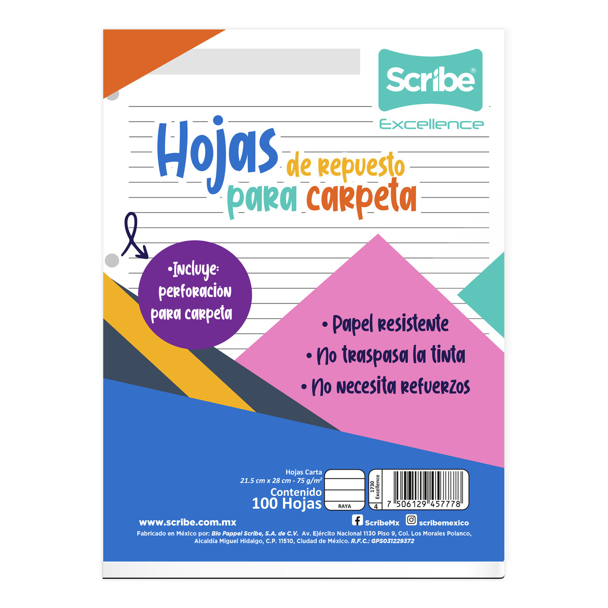 Repuestos para Carpeta Scribe Excellence Raya 100 Hojas | DelSol