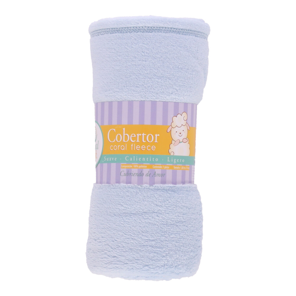 Frazada Royal Soft Bebé Azul Rectangular Lisa Textura Suave | DelSol