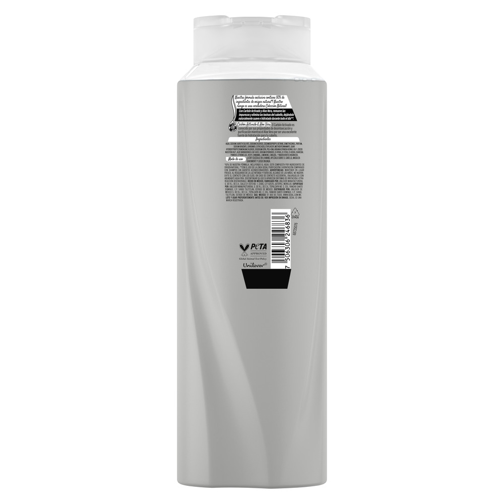 Shampoo Sedal Purificación e Hidratación Carbón Activado y Aloe 620 ml ...
