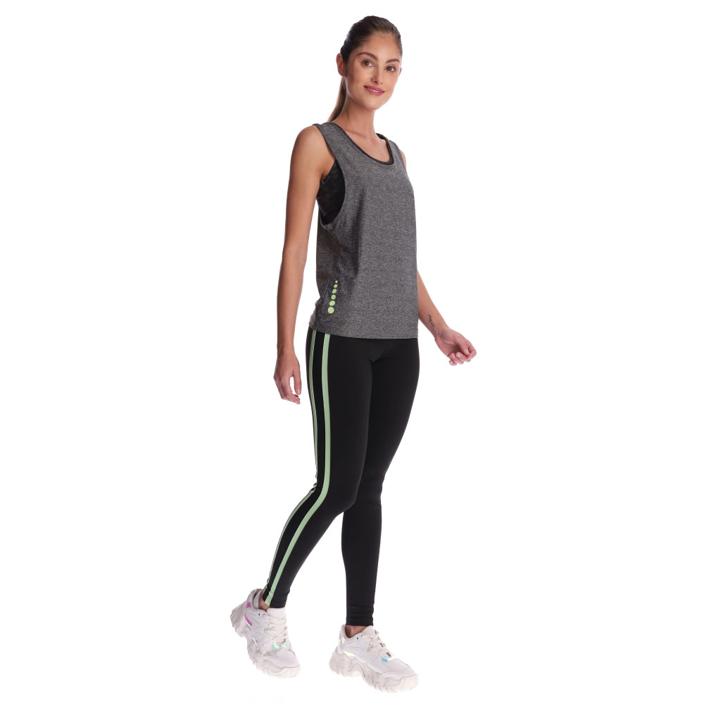 Leggings Nitro Sport Mujer Pretina Ancha Con Logo Y Franjas | DelSol