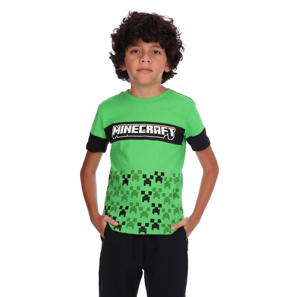 Playera Minecraft Niño Con Mangas En Contraste | DelSol