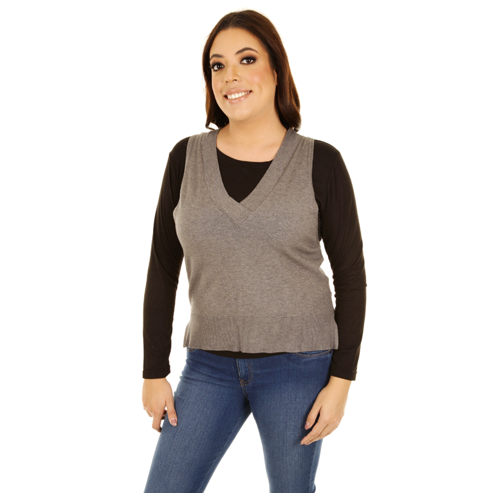 Chaleco Mujer Curvy Liso Aberturas Laterales Red Sky | DelSol