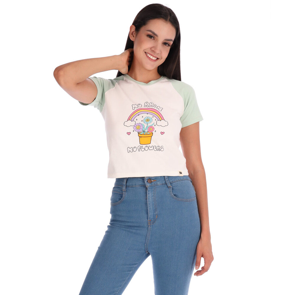 Playera Ranglan Action Gear Mujer No Rain No Flowers | DelSol
