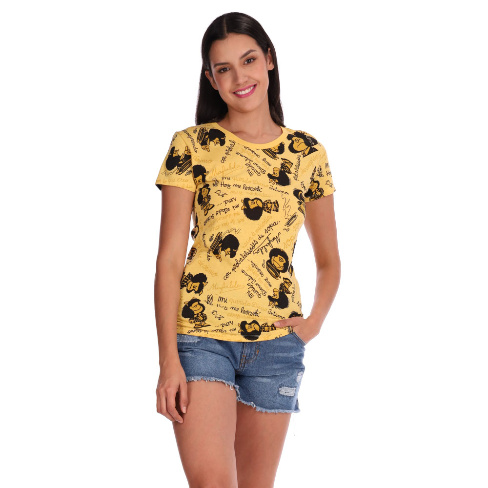 Playera Mafalda Mujer Full Print De Personaje | DelSol