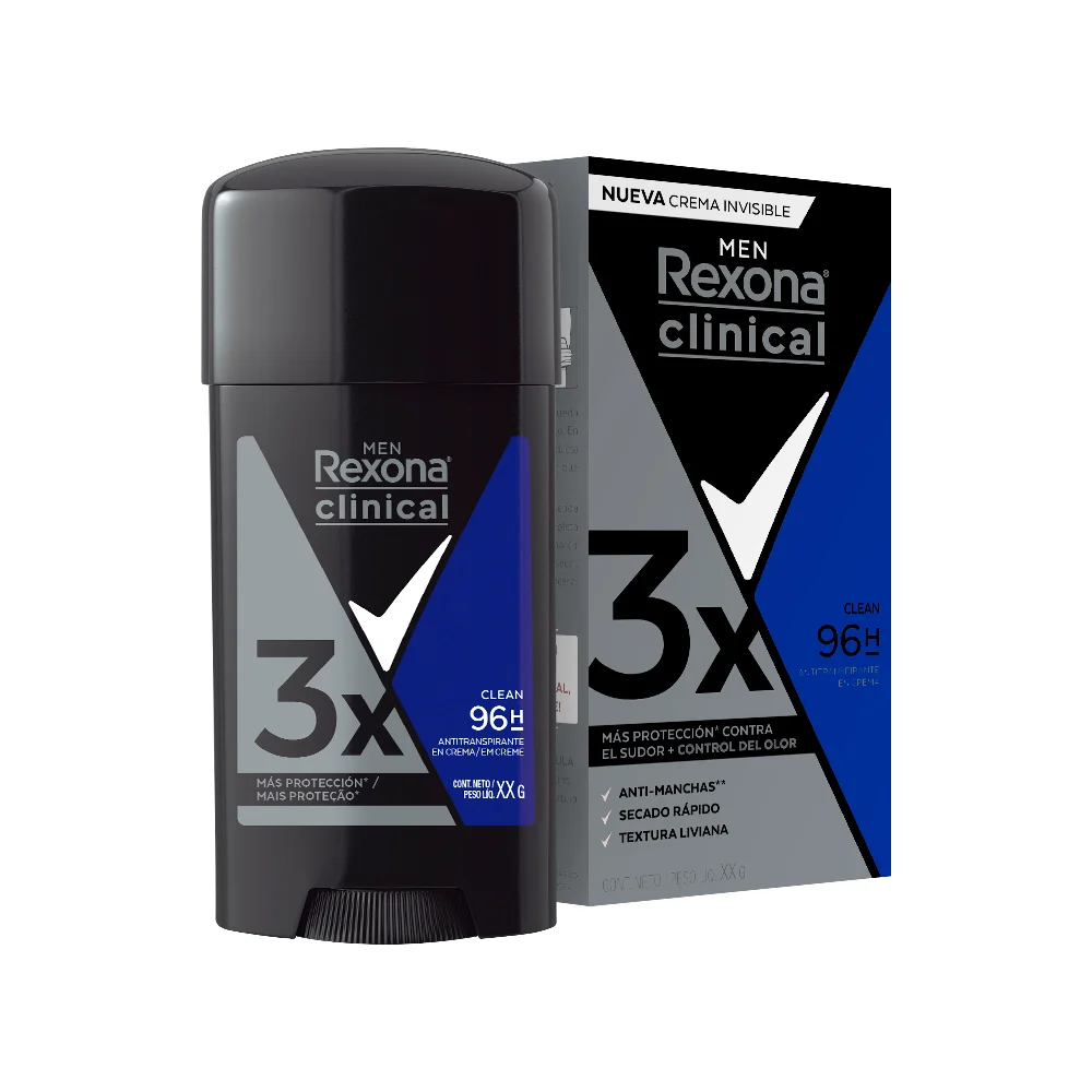 Antitranspirante en Barra Rexona Clinical Men Clean 58 g | DelSol