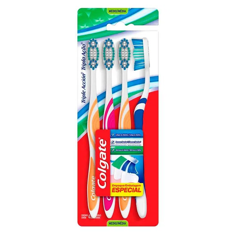 Pack de Cepillos Dentales Colgate Triple Acción 4 Piezas | DelSol