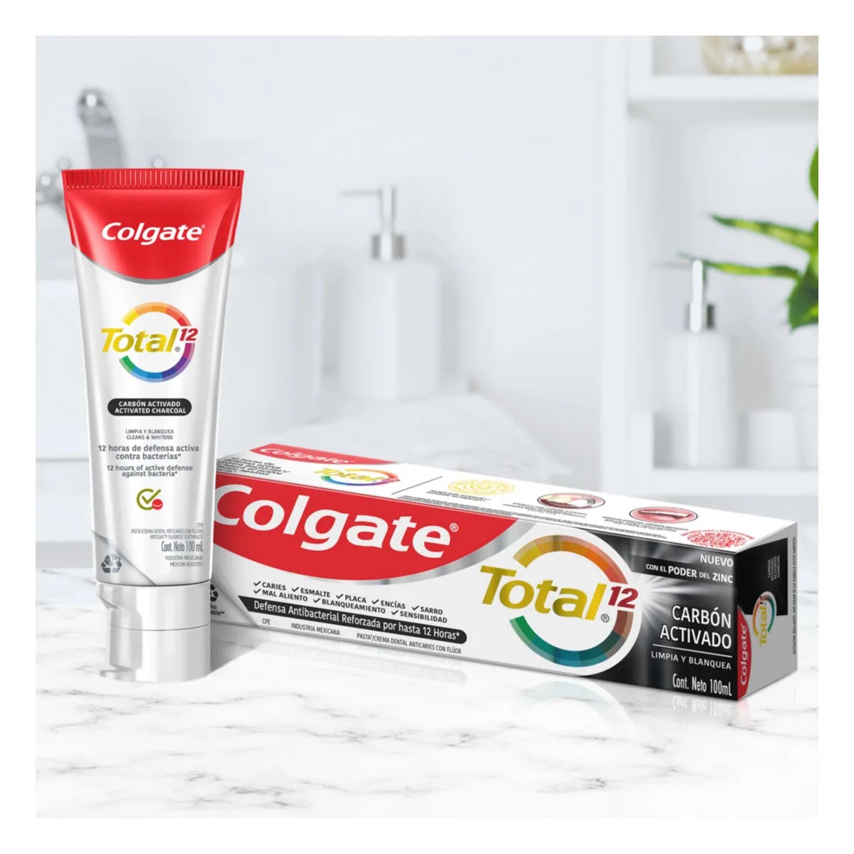 Pasta Dental Colgate Total 12 Carbón Activado 100 ml | DelSol