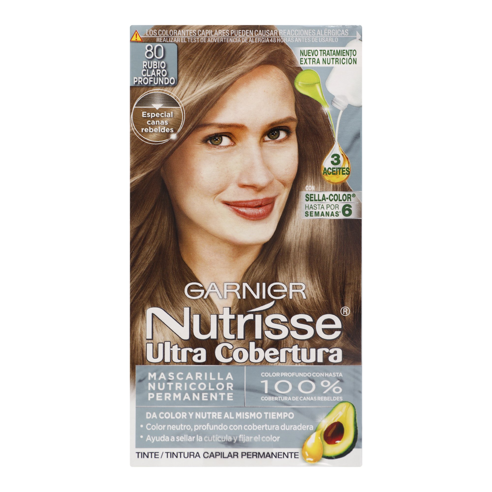 Tinte para Cabello Garnier Nutrisse Ultra Cobertura 80 Rubio Claro ...