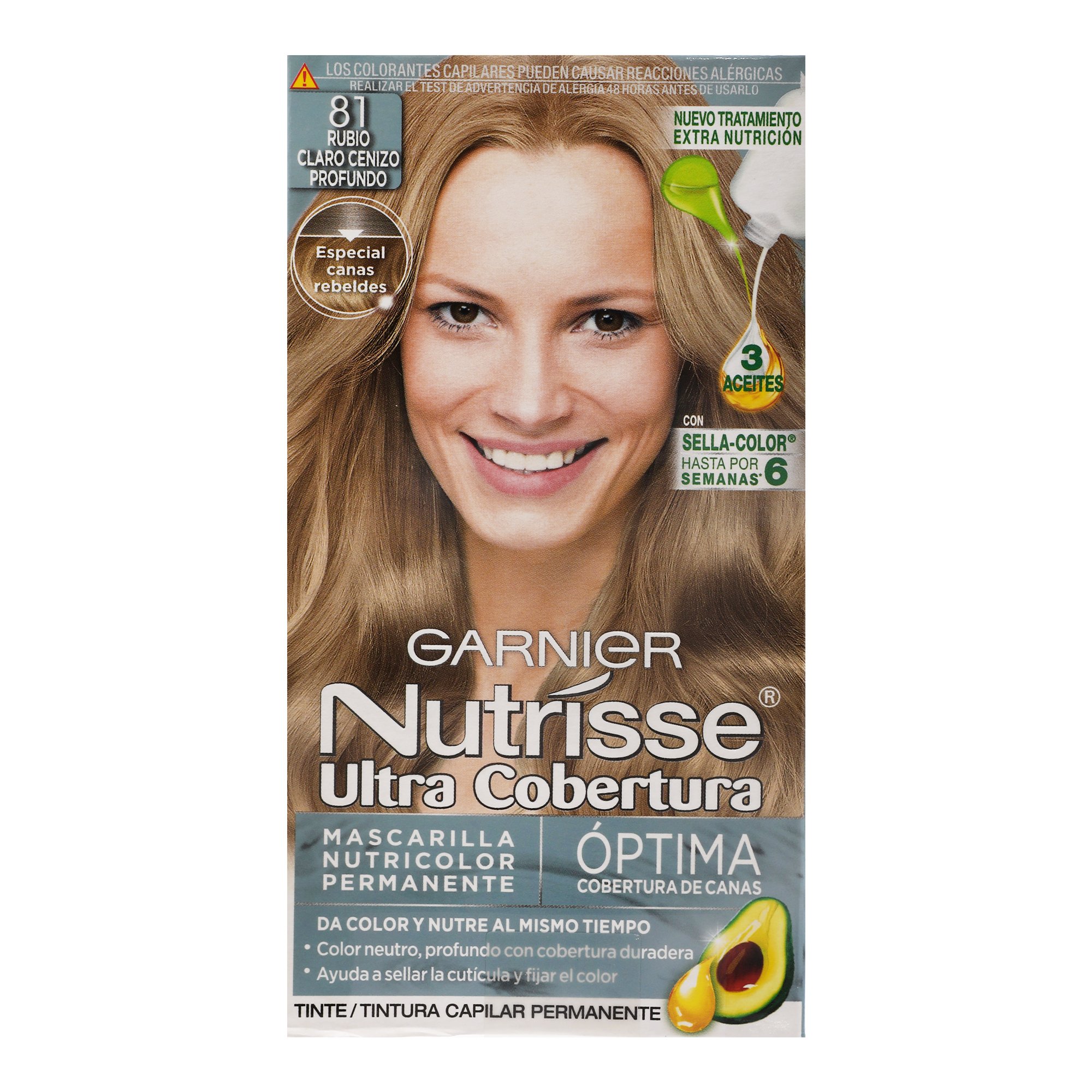 Tinte para Cabello Garnier Nutrisse Ultra Cobertura 81 Rubio Claro ...