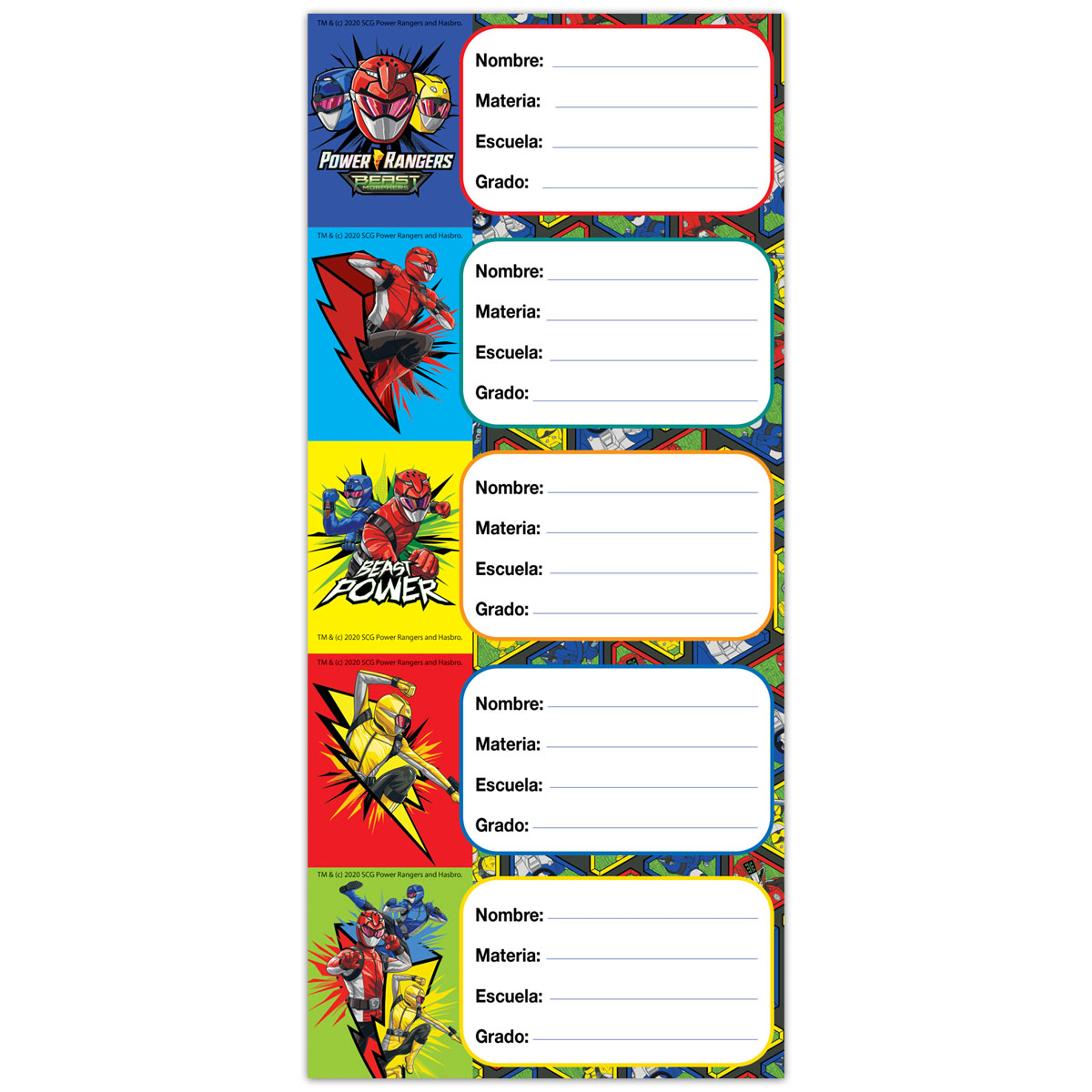 Calcomanías Power Rangers con 10 piezas | DelSol
