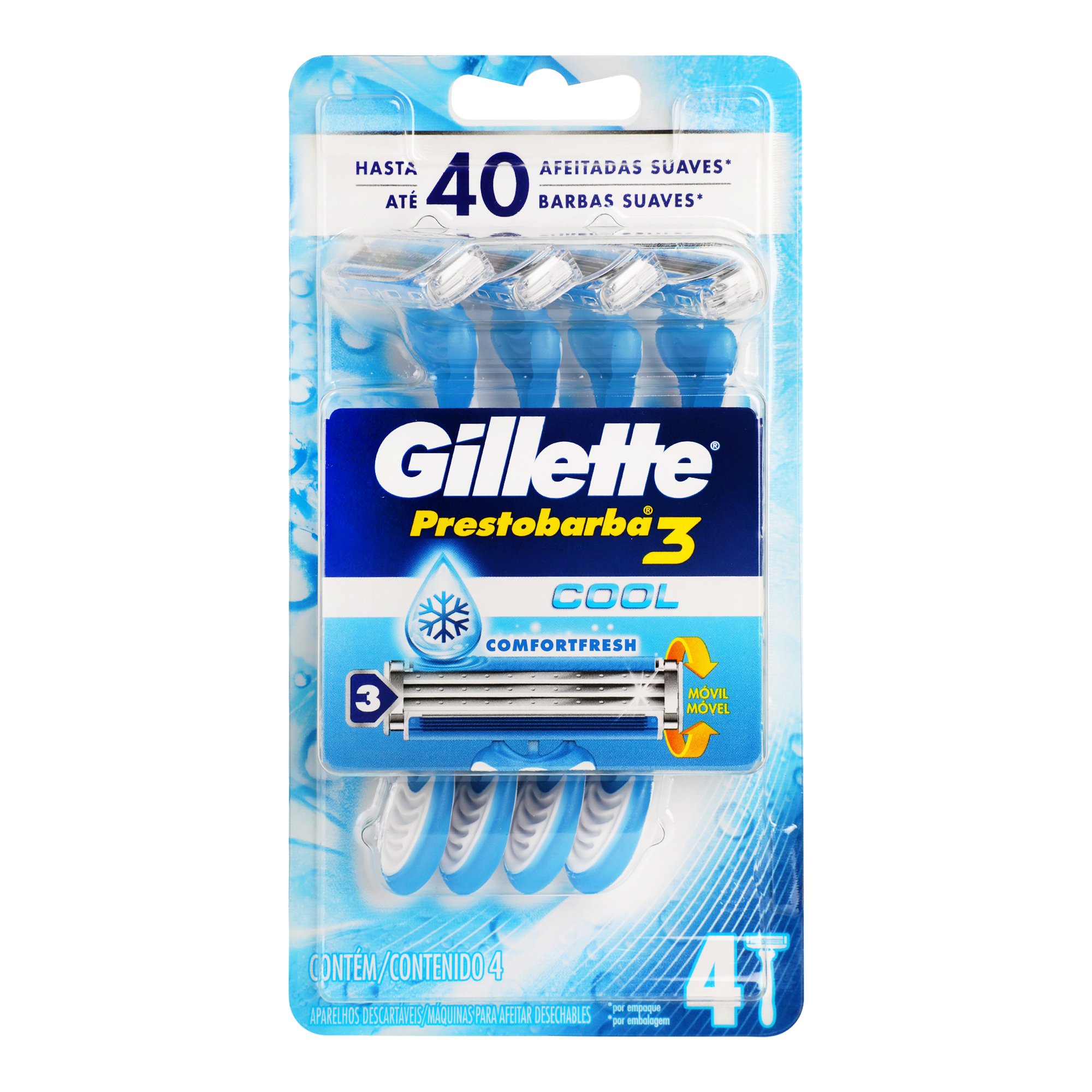 Máquinas para Afeitar Gillette Prestobarba3 Cool 4 Piezas | DelSol