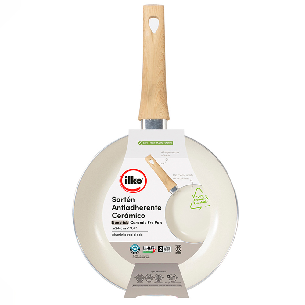 Sartén Ilko Antiadherente Cerámico Blanco 24 cm | DelSol