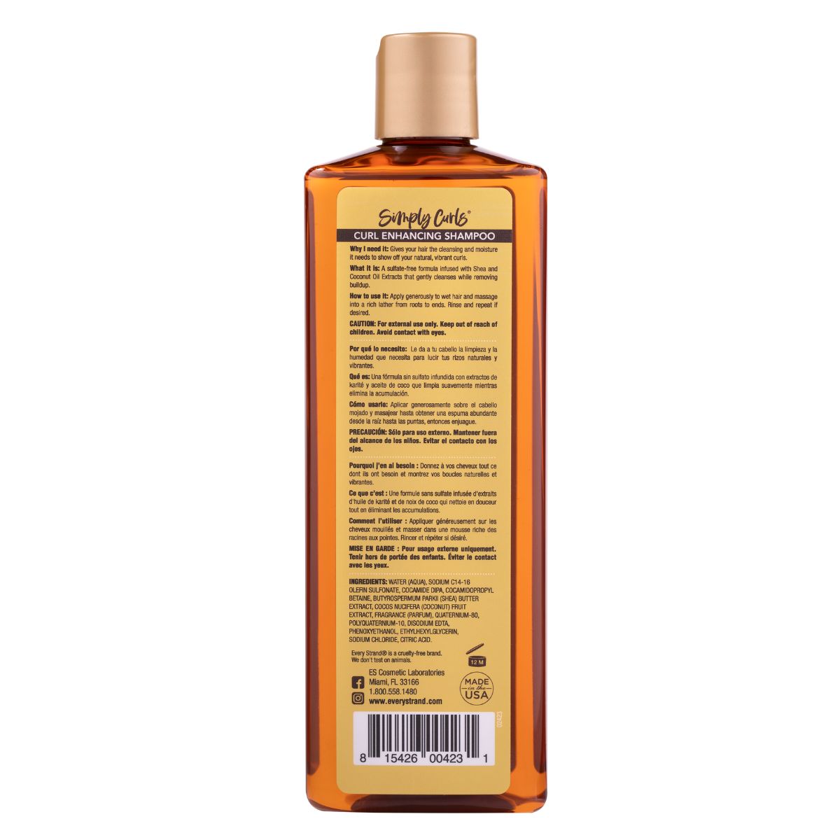 Shampoo para Rizos Every Strand Hidratación Profunda Karité y Aciete de ...