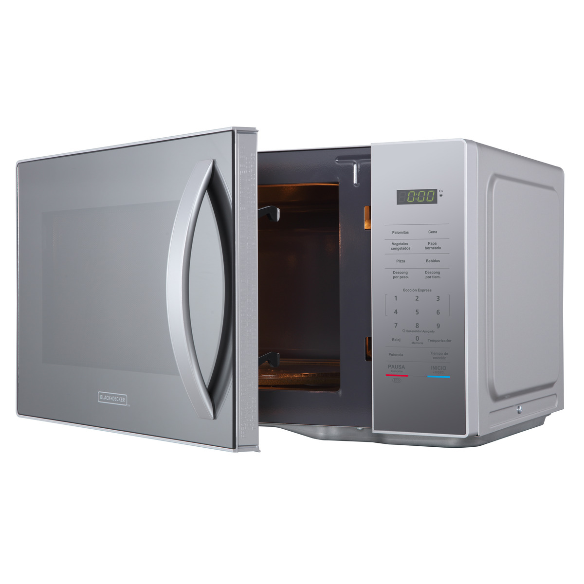 Horno de Microondas Black+Decker 1.1 Pies Plateado EM0P044X | DelSol