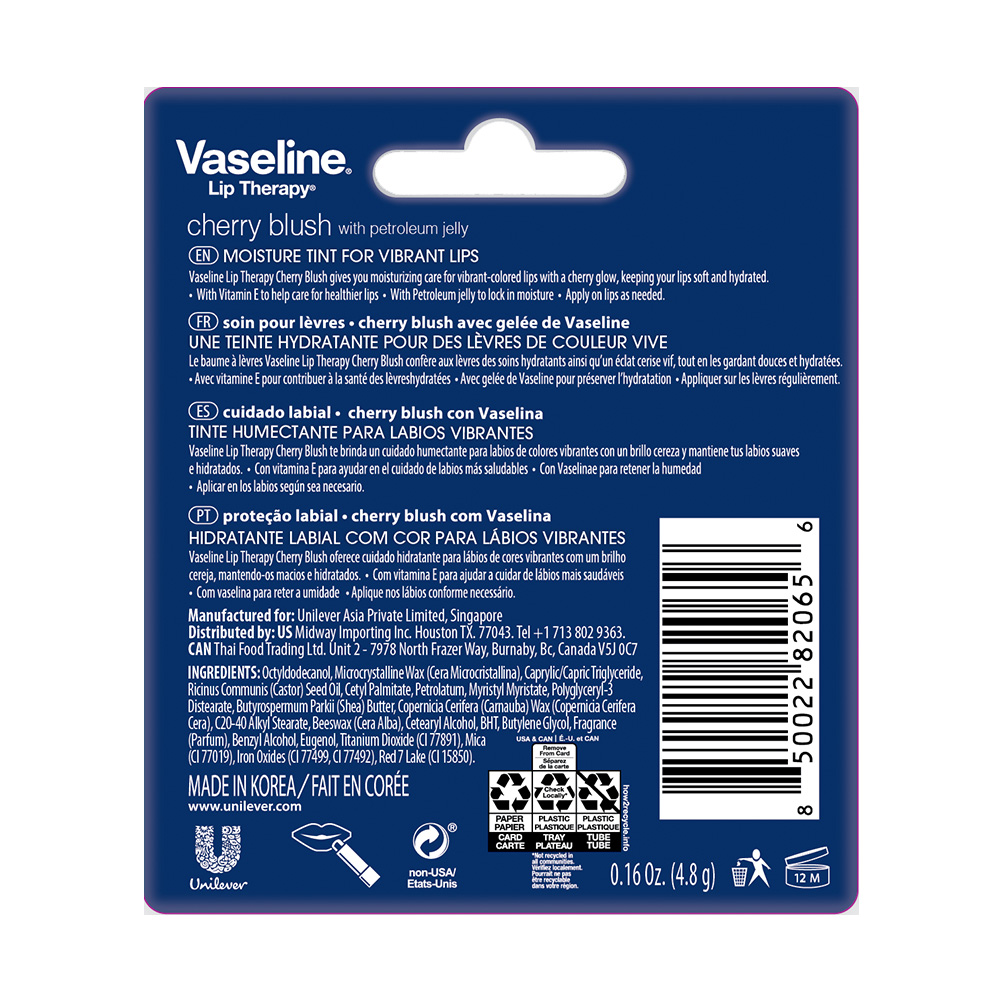 Bálsamo Labial Vaseline Lip Therapy Cherry Blush 4.8 g | DelSol