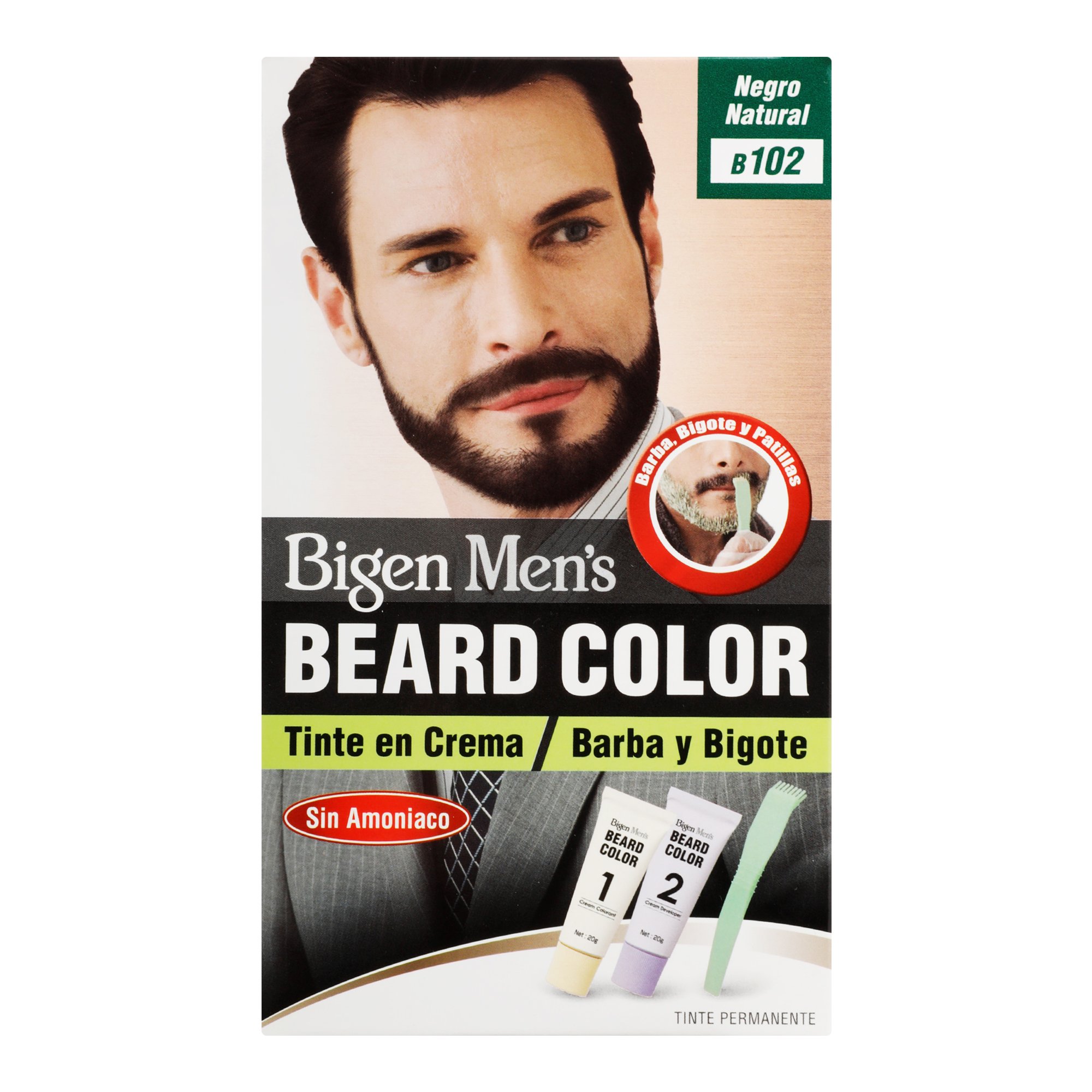 Tinte para Bigote y Barba Bigen Men's Beard Color B102 Negro Natural ...