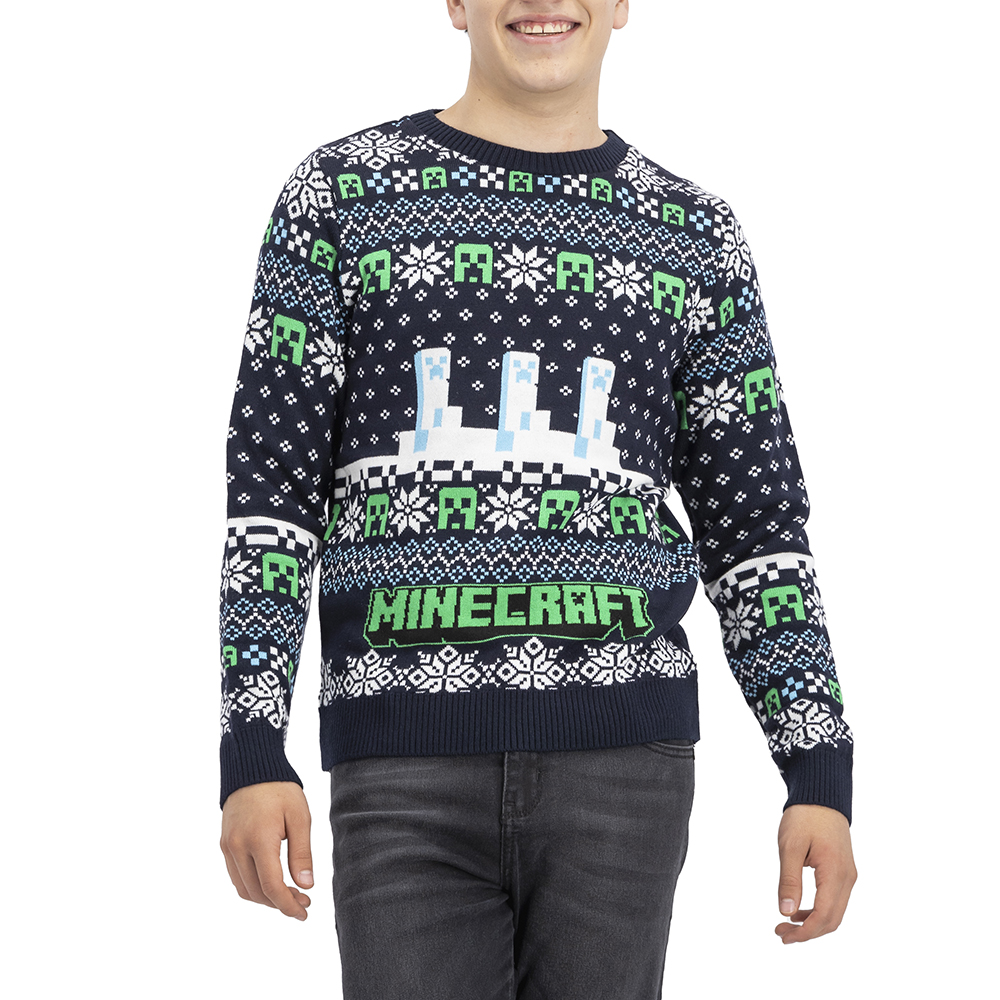Suéter Navideño Minecraft Hombre Juvenil Cuello Redondo | DelSol