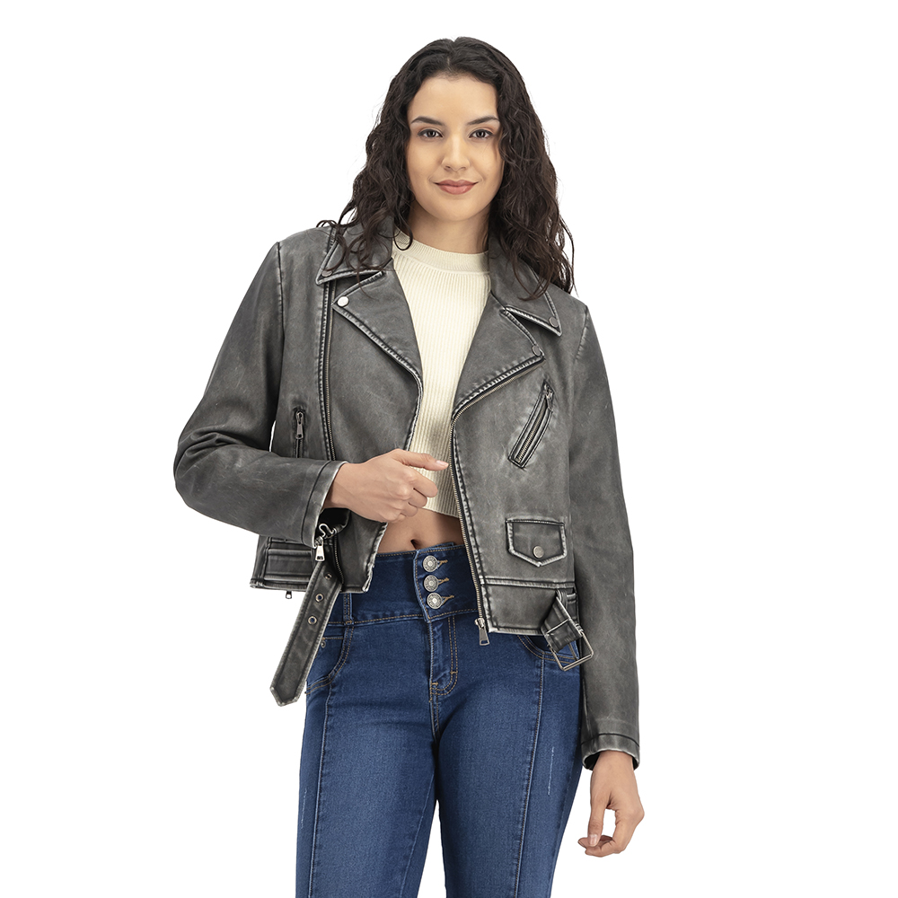 Chamarra Tipo Biker Mujer Vinipiel Mxstaza | DelSol