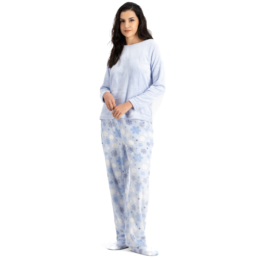 Pijama Con Pantuflas Mon Amour Mujer Diseño Copos De Nieve | DelSol