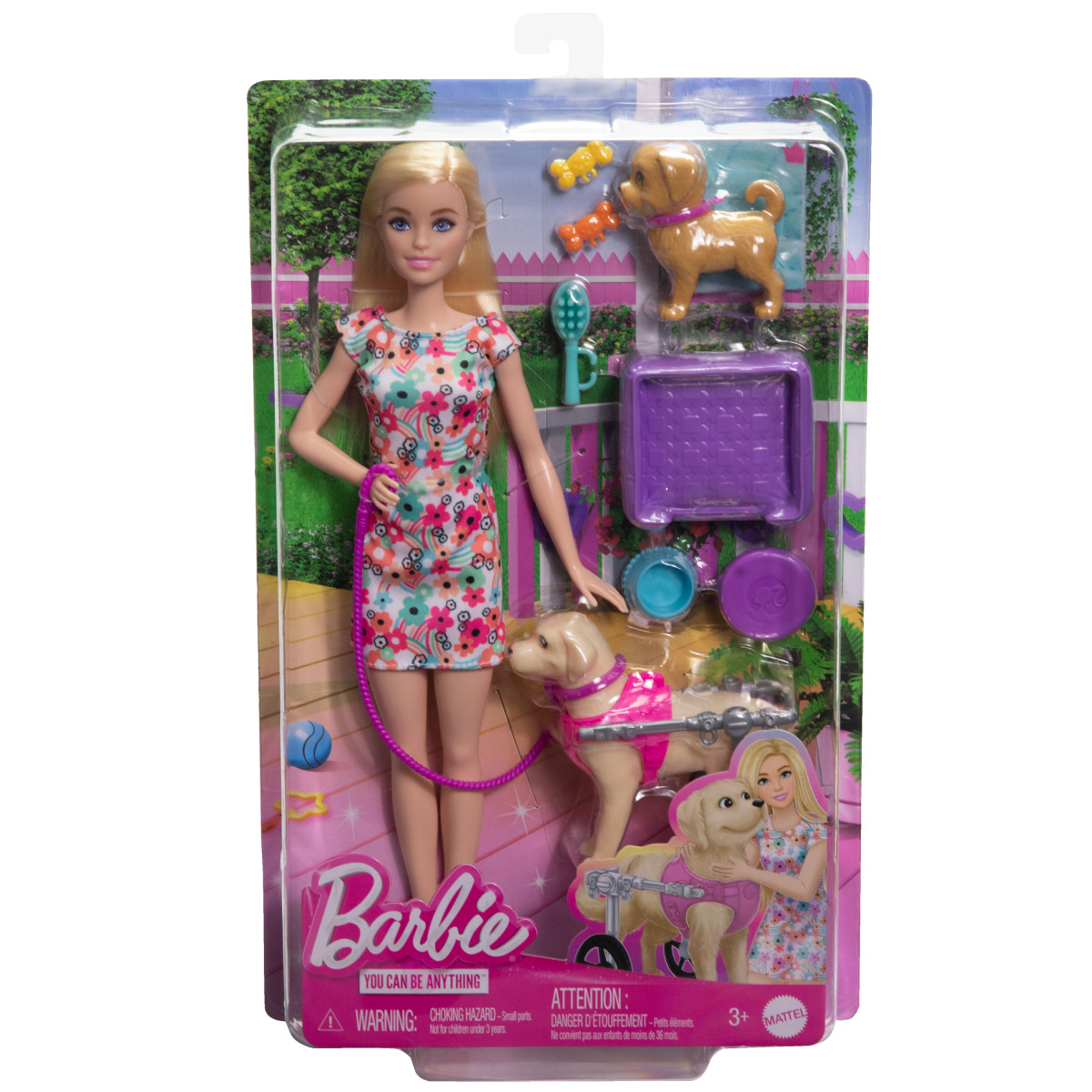Muñeca Barbie Paseo de Perrito con Silla de Ruedas | DelSol