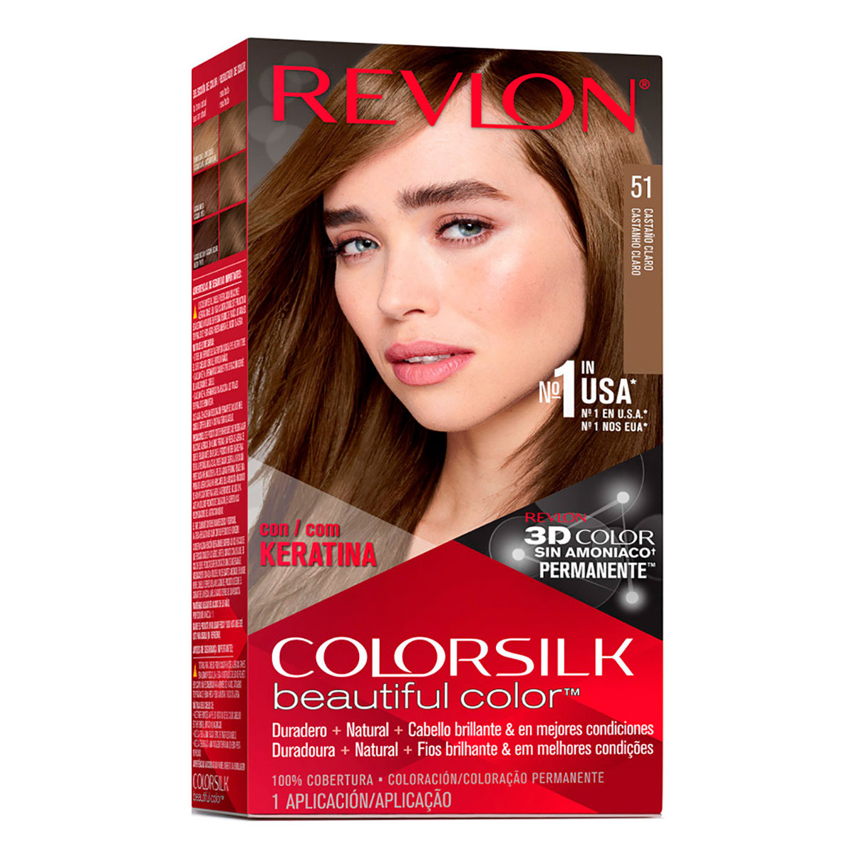 Tinte para Cabello Revlon Colorsilk con Queratina 51 Castaño Claro 59.1 ...