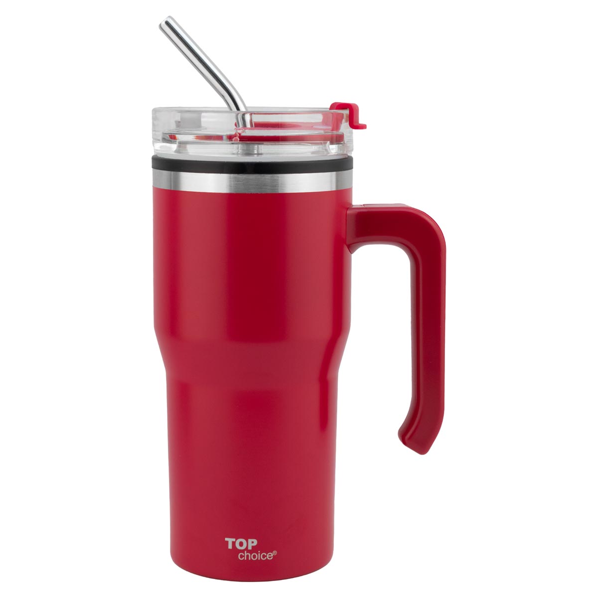 Termo Doble Pared Top Choice Con Asa Y Popote 650 ml Rojo | DelSol