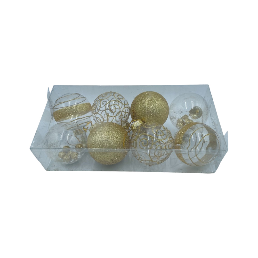 Esferas Transparentes Festinav 8 cm Oro 8 Piezas | DelSol