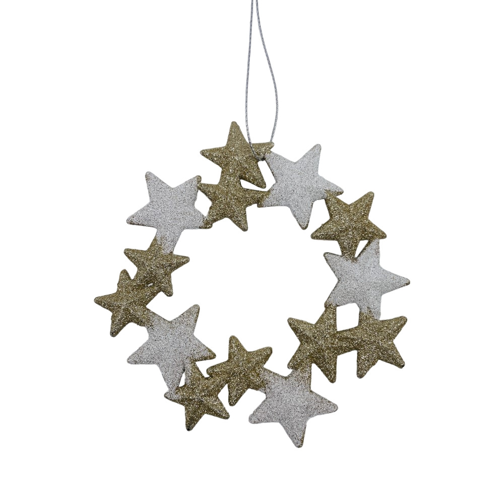 Colgante Corona de Estrellas Festinav 15 cm Blanco con Oro | DelSol