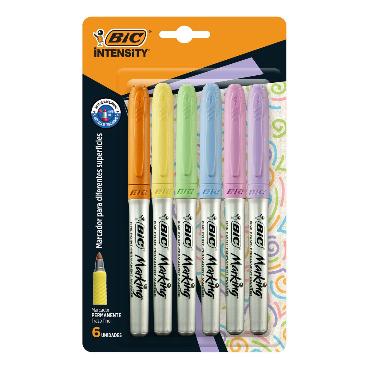 Marcador Permanente Bic Intensity Pastel 6 Piezas | DelSol