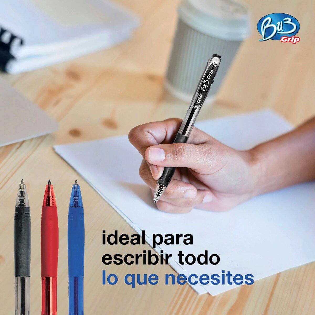 Bolígrafo Bic Bu3 Grip Mediano Multicolor 3 Piezas | DelSol