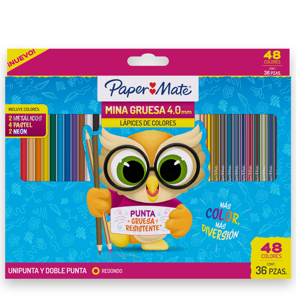 Lápices De Colores Paper Mate Unipunta Y Doble Punta Multicolor 36 ...