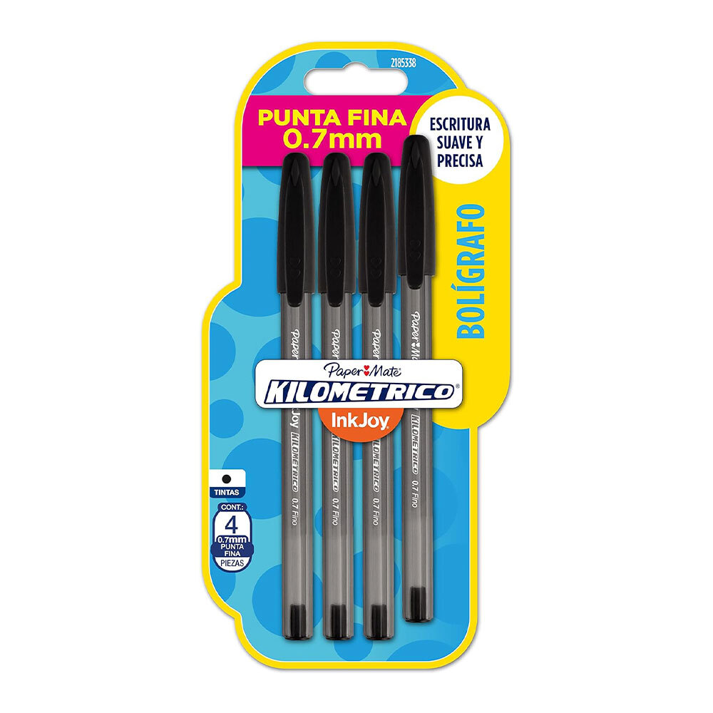Bolígrafo Paper Mate Kilométrico InkJoy Punto Fino Negro 4 Piezas | DelSol