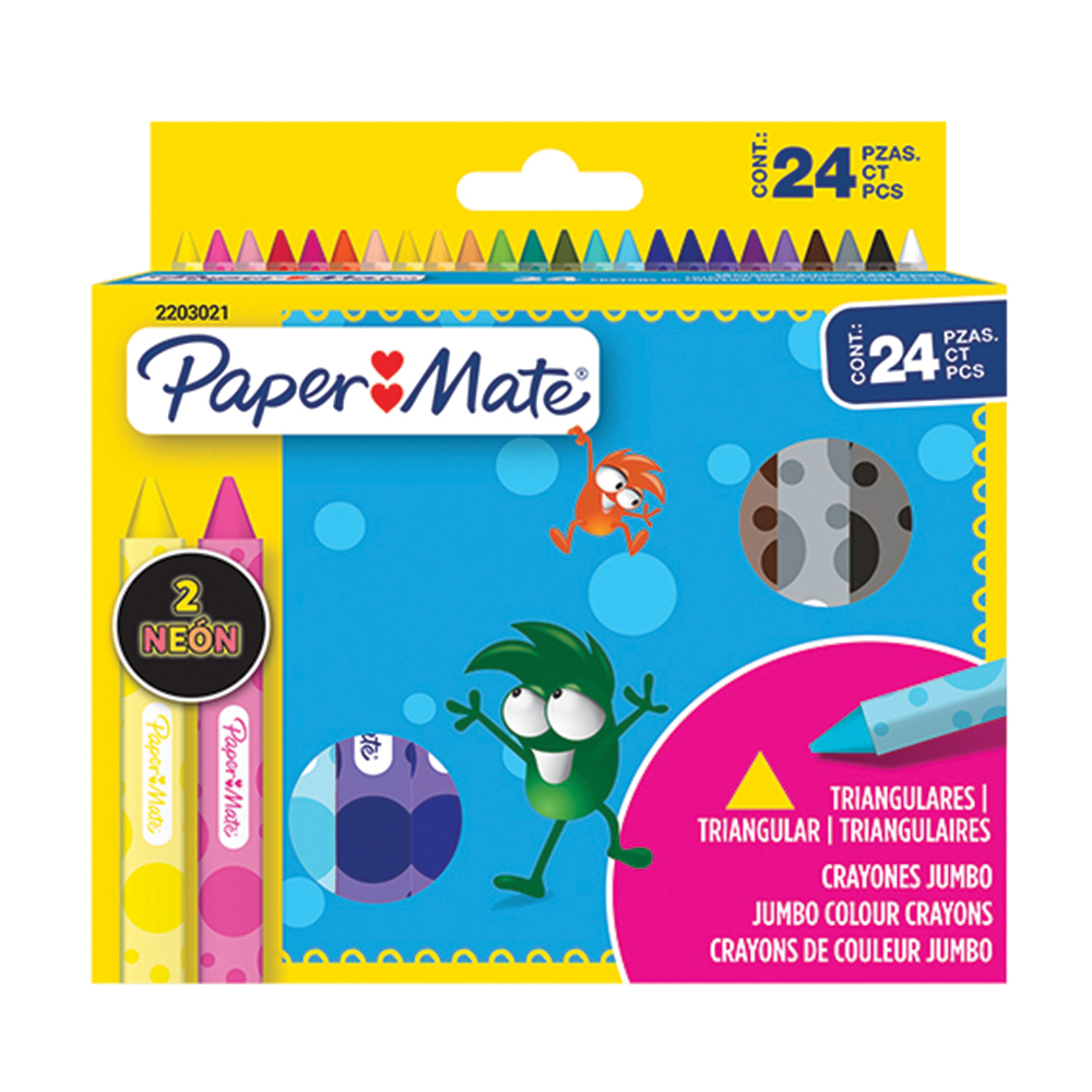 Crayones Paper Mate Jumbo Triangulares 24 Piezas | DelSol