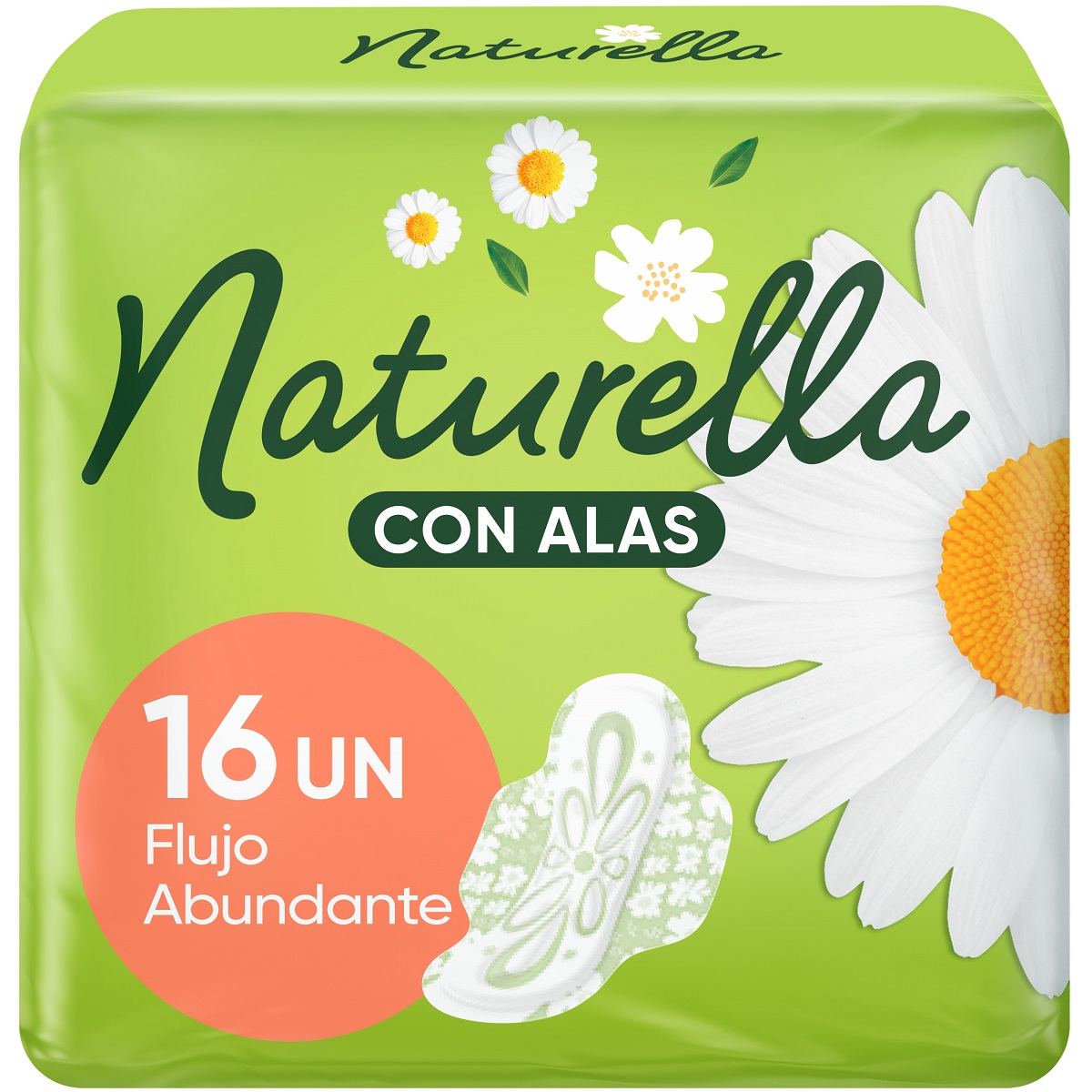 Toallas Femeninas Naturella Con Alas Flujo Abundante 16 Piezas Delsol