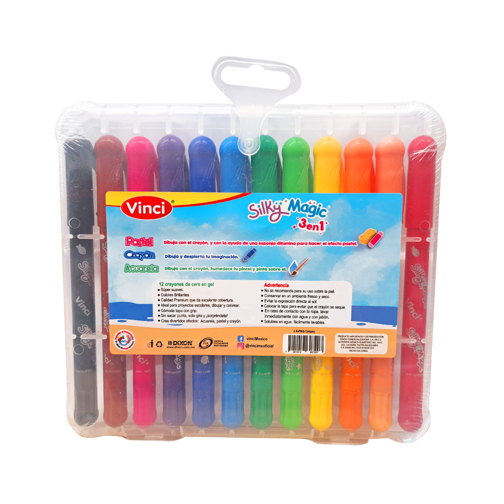 Crayones Vinci Silky Magic Multicolor 12 Piezas | DelSol
