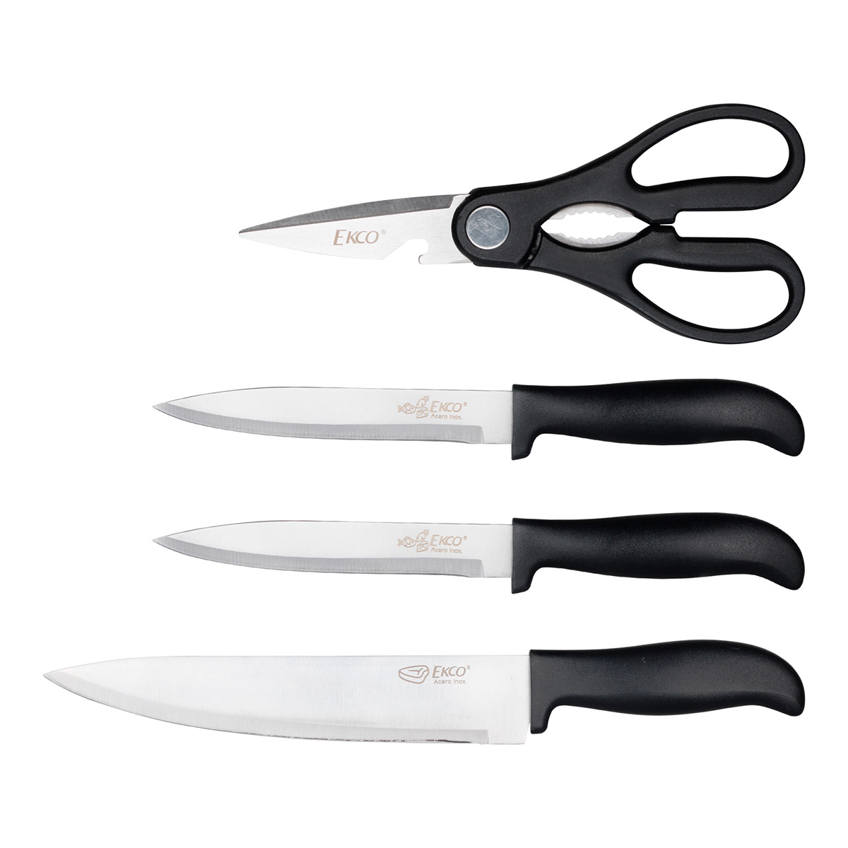 Set Cuchillos con Tijeras Ekco Classic 4 Piezas | DelSol