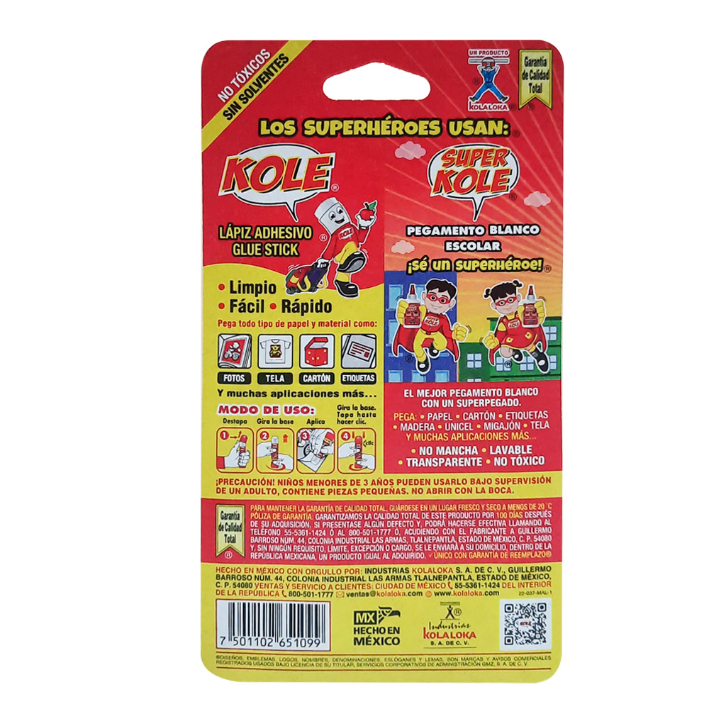 Lápiz Adhesivo y Pegamento Blanco Kole 2 Piezas | DelSol