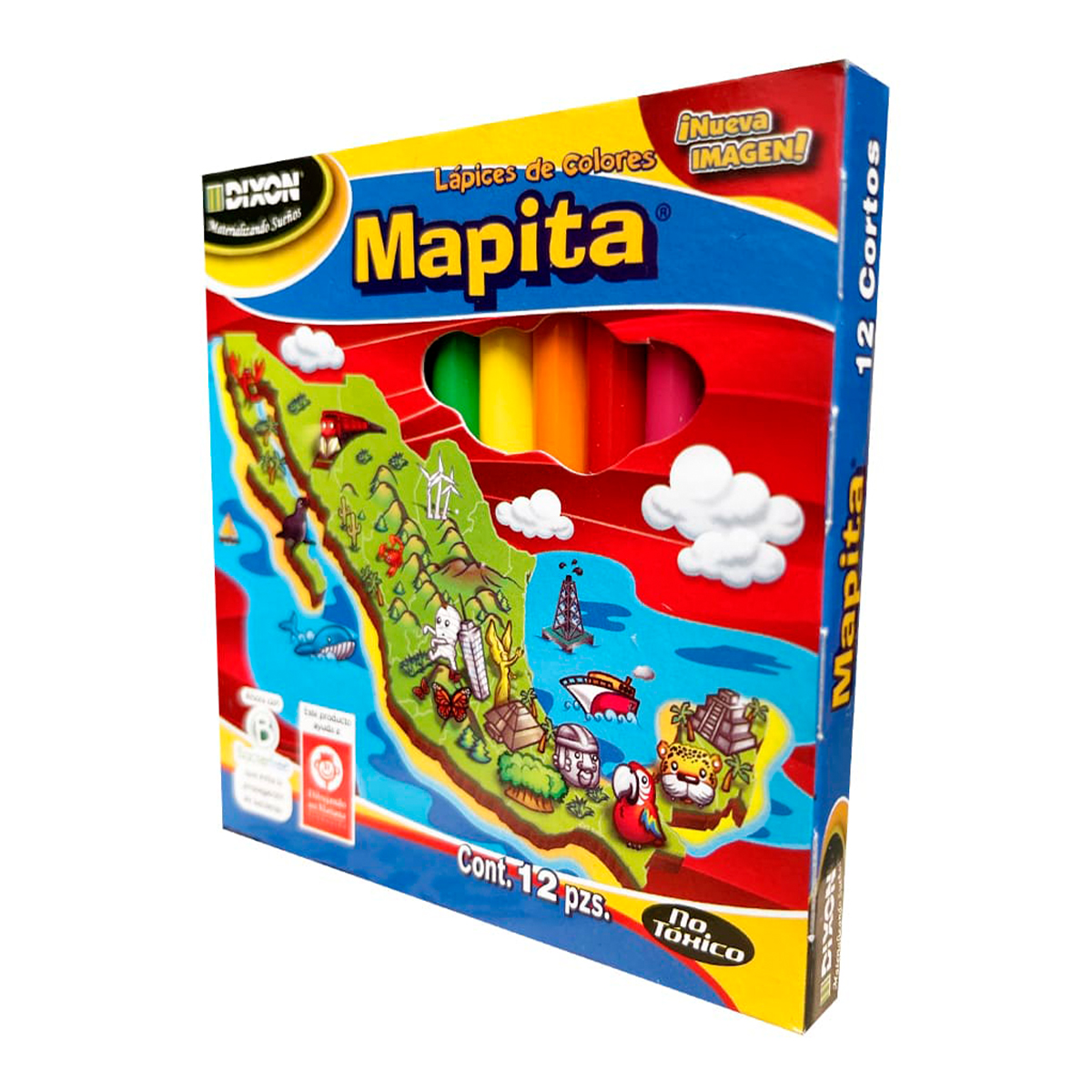 Lápices de Colores Cortos Dixon Mapita 12 Piezas | DelSol