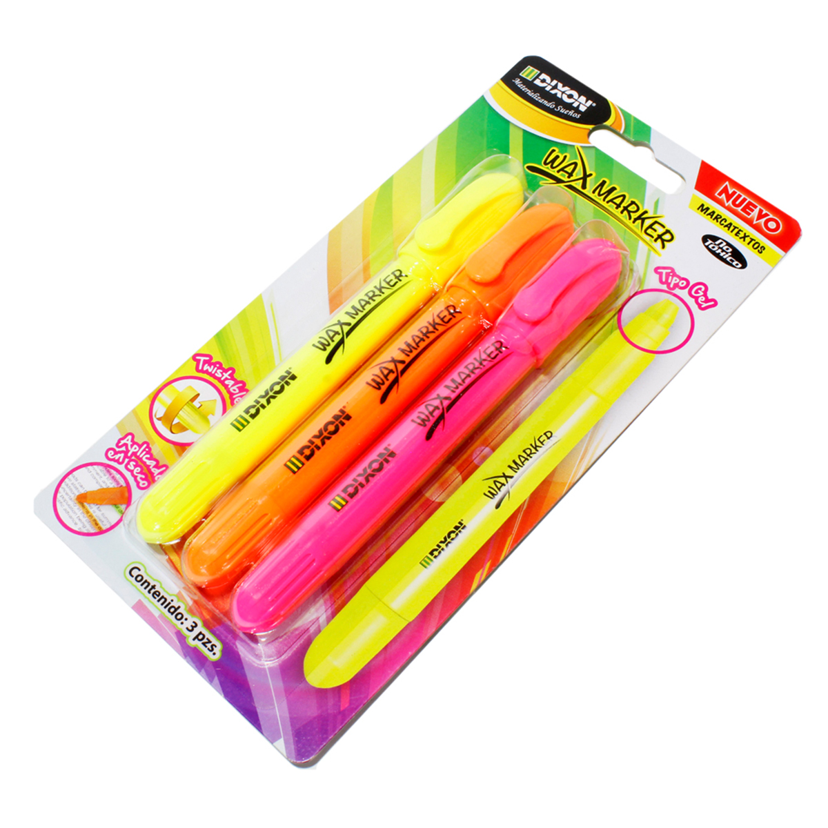 Marcatextos de Gel Dixon Wax Marker 3 Piezas | DelSol