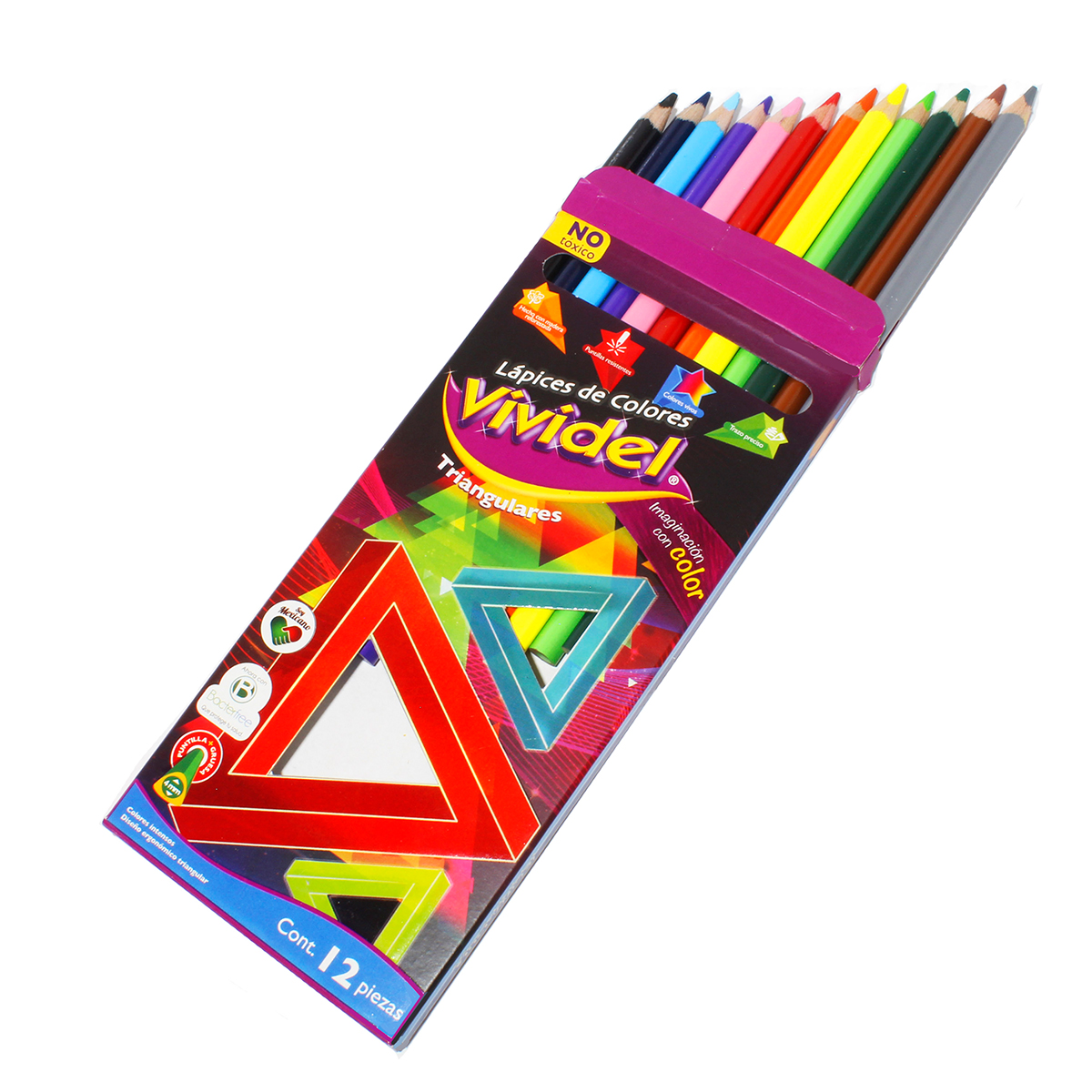 Lápices de Colores Vinci Vividel Triangulares 12 Piezas | DelSol