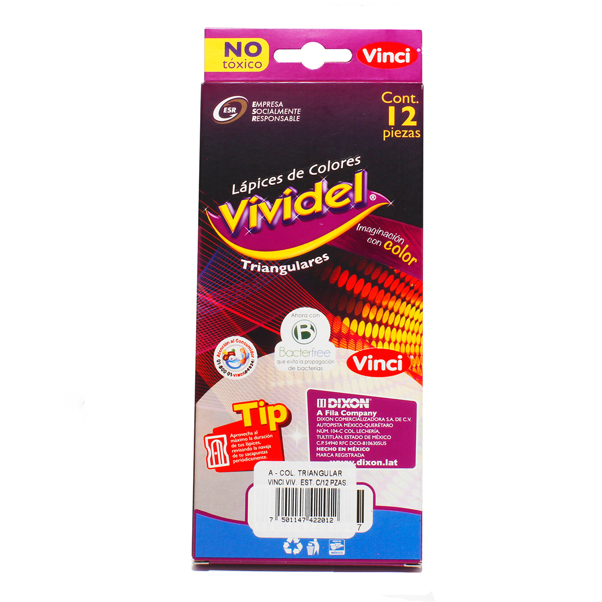 Lápices de Colores Vinci Vividel Triangulares 12 Piezas | DelSol