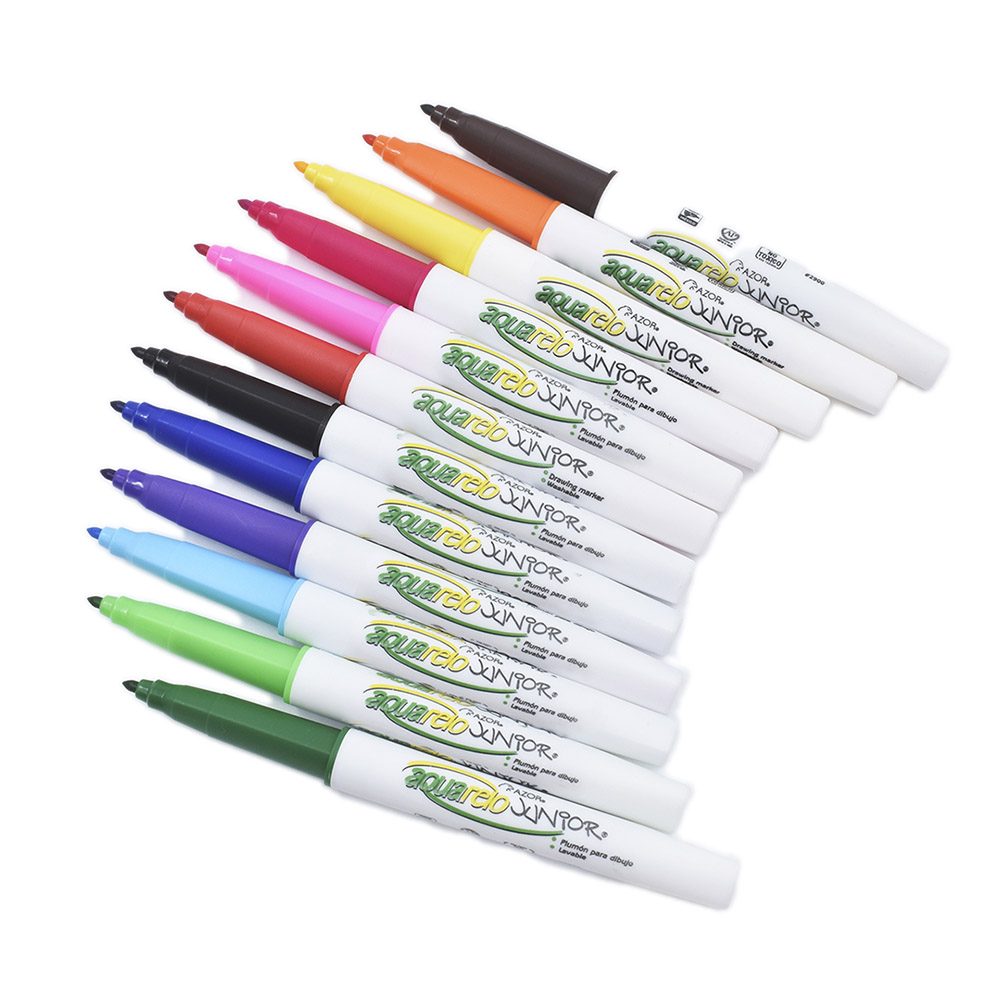Plumones Para Dibujo Azor Aquarelo Junior Multicolor 12 Piezas Delsol