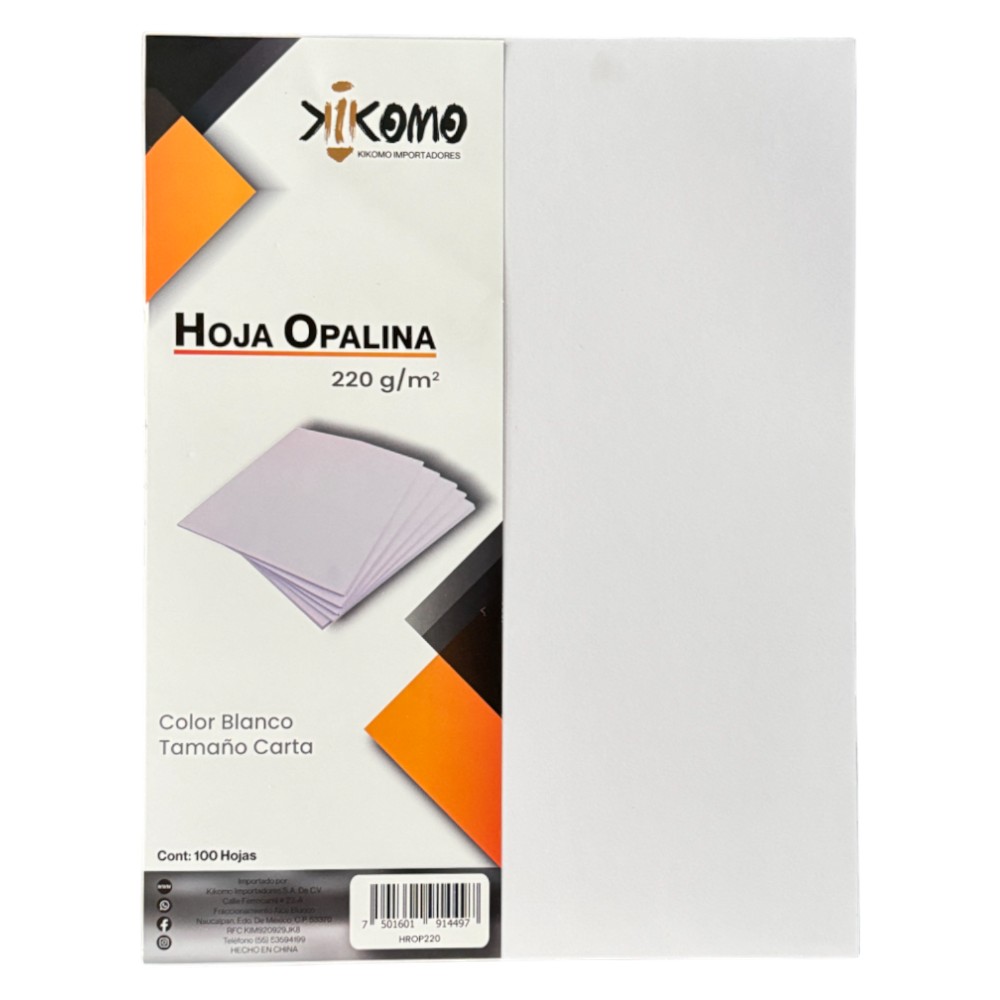 Hojas Opalina Kikomo Tamaño Carta 100 hojas | DelSol