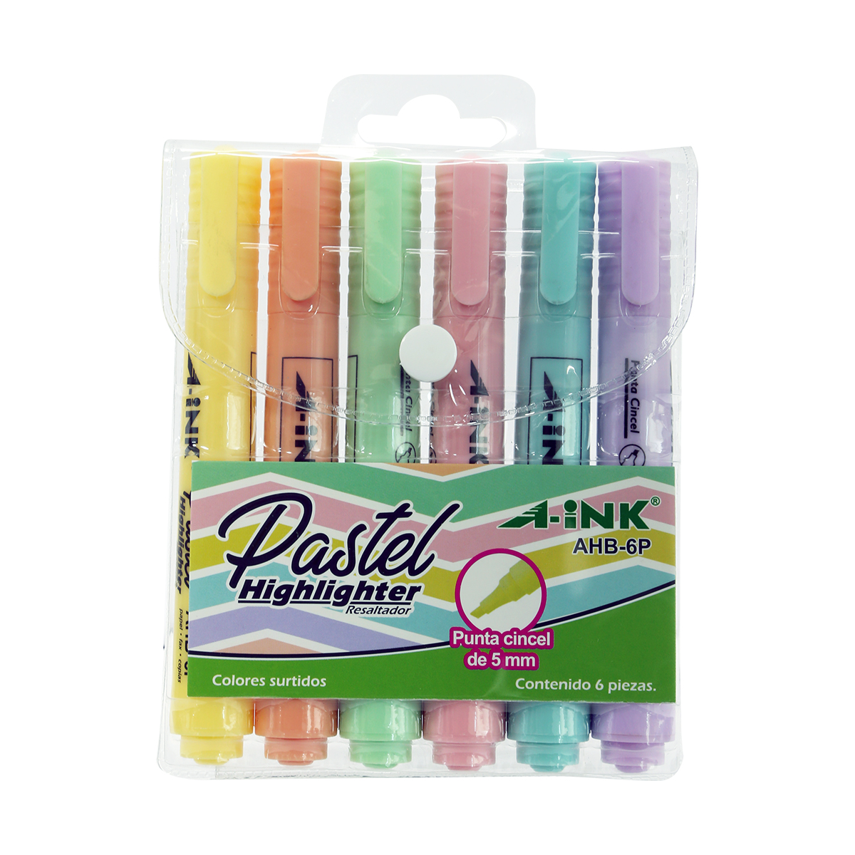 Resaltadores A-Ink Highlighter Pastel AHB-6P 6 Piezas | DelSol