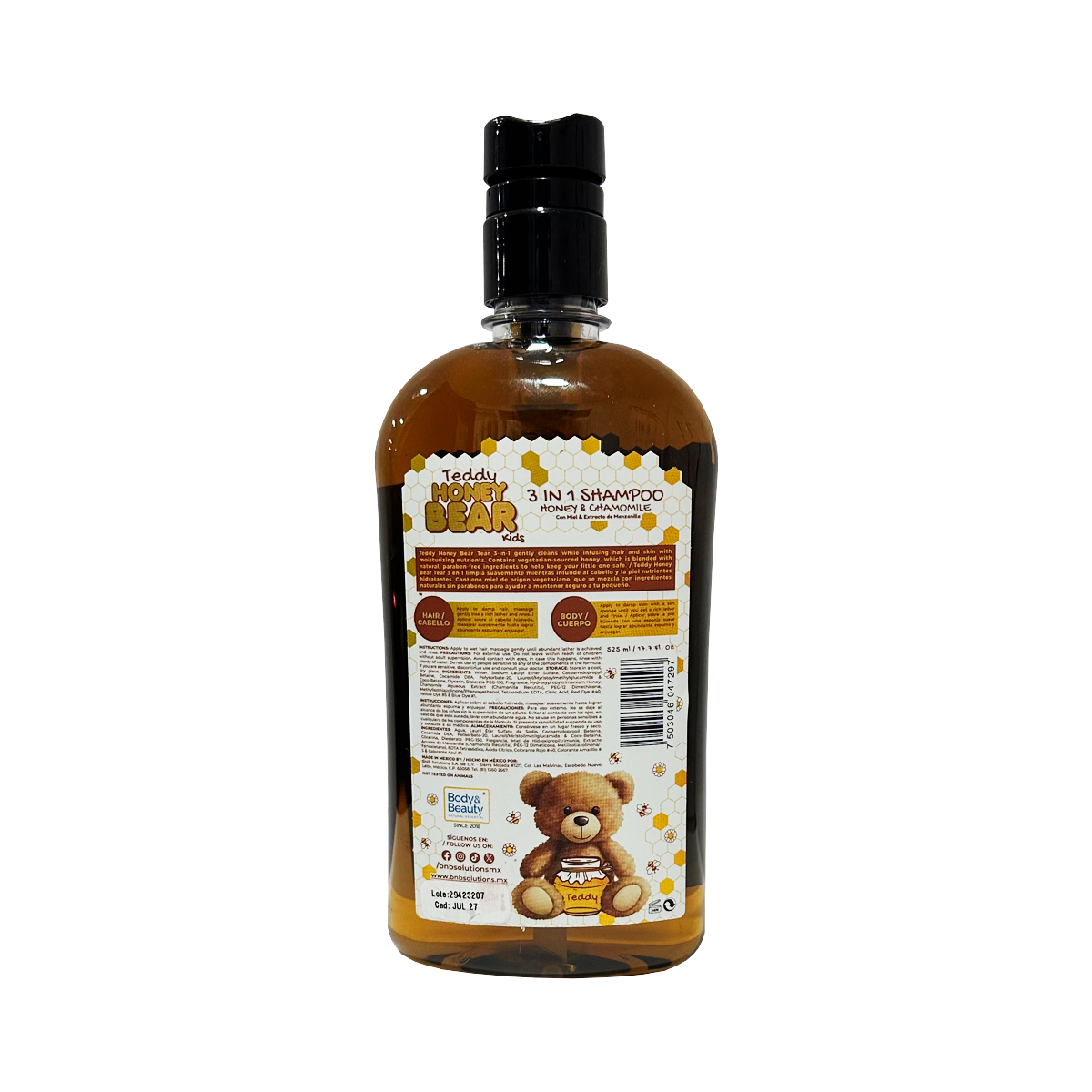 Shampoo 3 en 1 Teddy Honey Kids Miel y Manzanilla 525 ml | DelSol