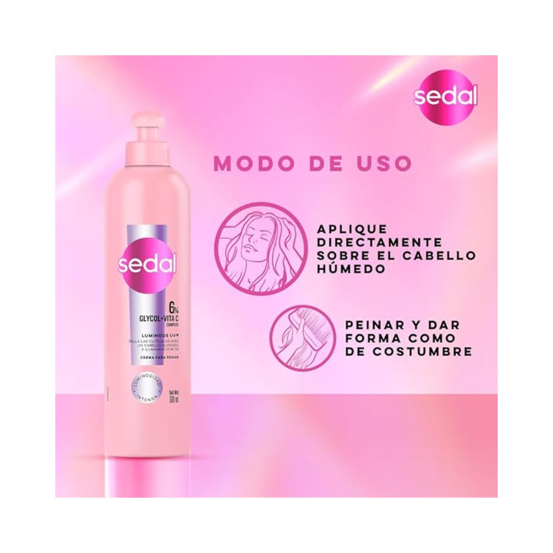 Crema para Peinar Sedal Luminous UV 300 ml | DelSol