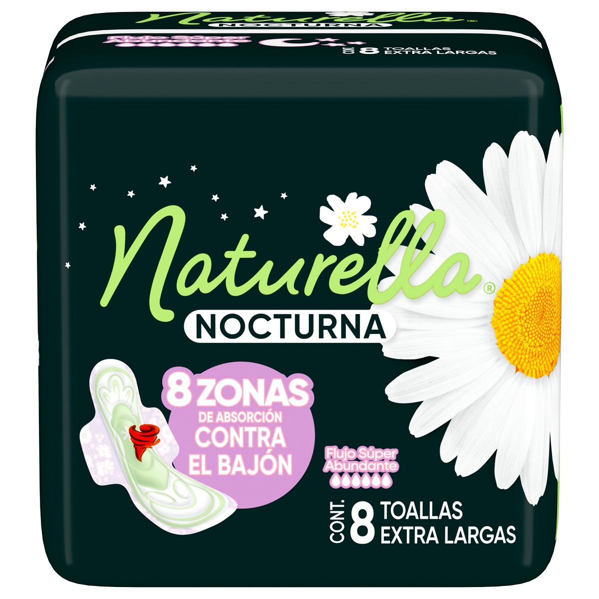 Toallas Femeninas Naturella Nocturna Flujo Súper Abundante 8 Piezas ...