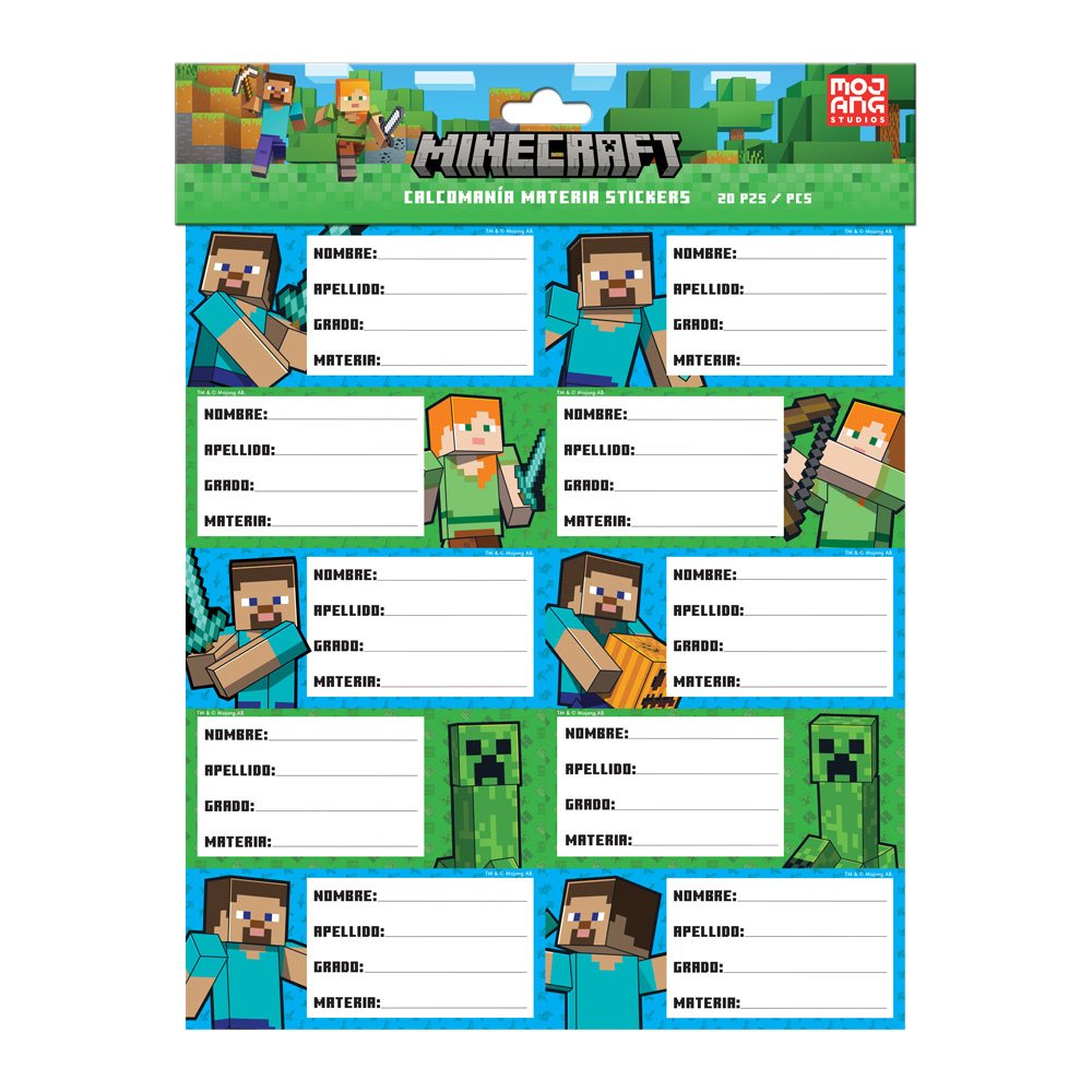 Calcomanía Materias Granmark Minecraft 20 Piezas | DelSol