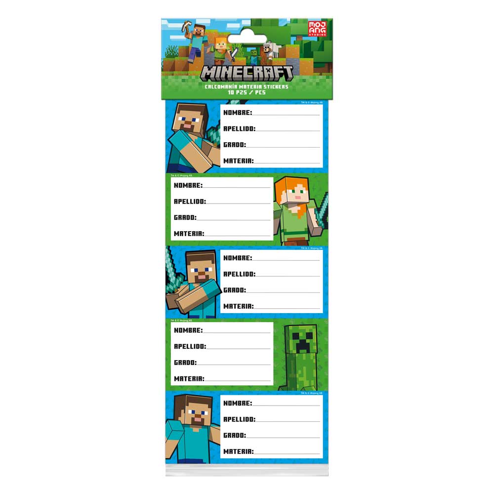 Calcomanía Materias Granmark Minecraft 10 Piezas | DelSol